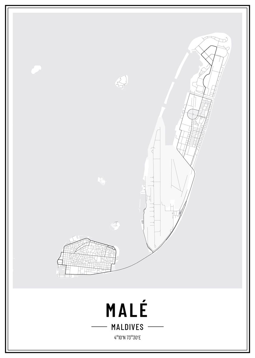 'Male maldives streetmap' Poster, picture, metal print, paint by ...