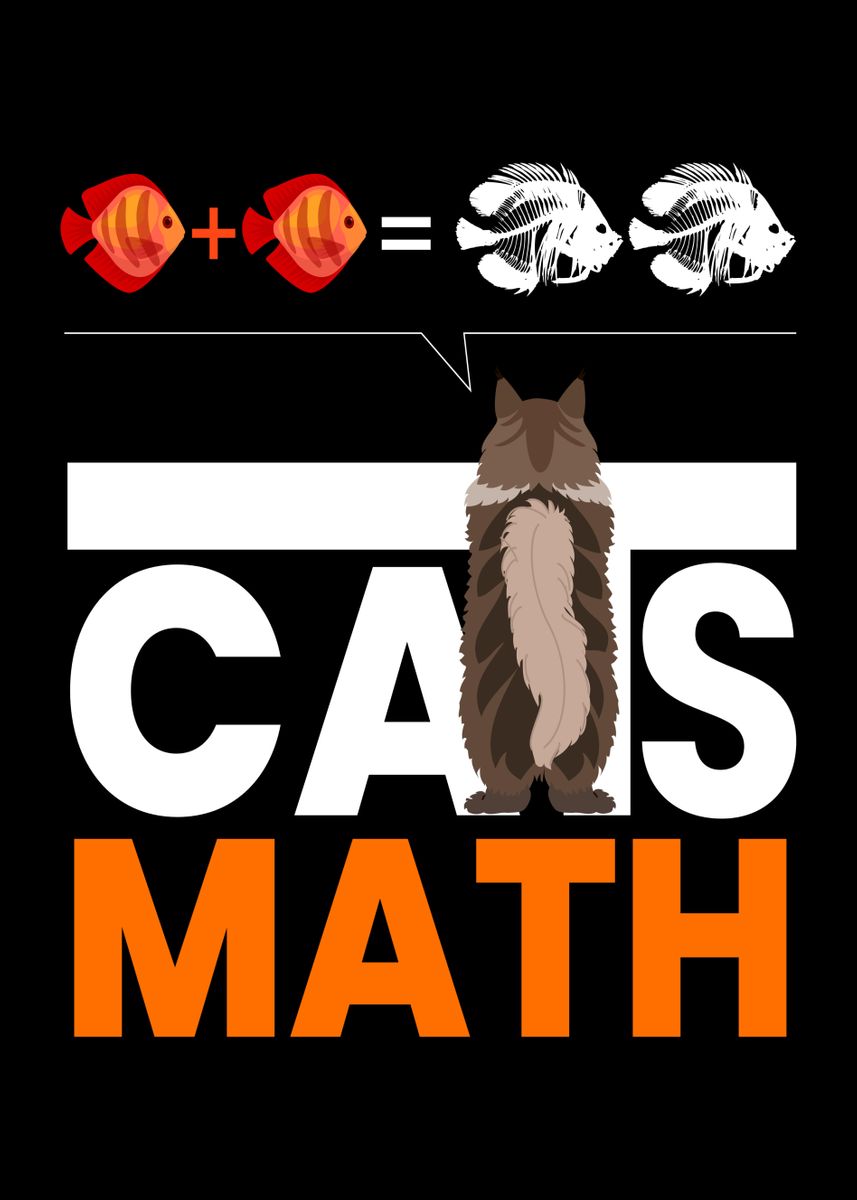 'Cats Math' Poster, picture, metal print, paint by Mooon | Displate