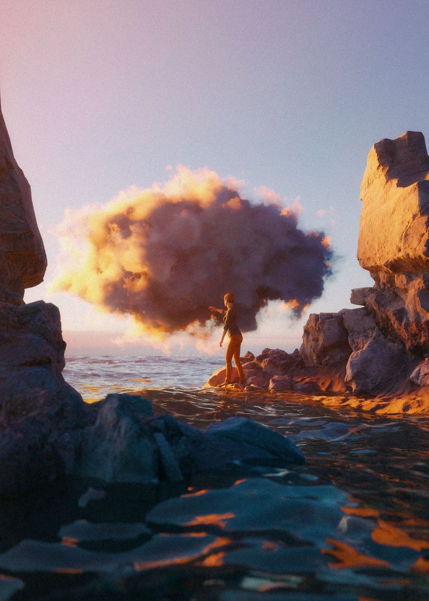 'Lonely Cloud' Poster, picture, metal print, paint by Austin Poon | Displate