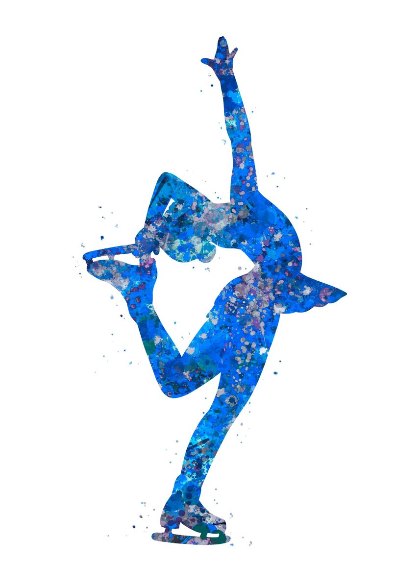 'Ice skater blue art' Poster, picture, metal print, paint by Yahya Art ...
