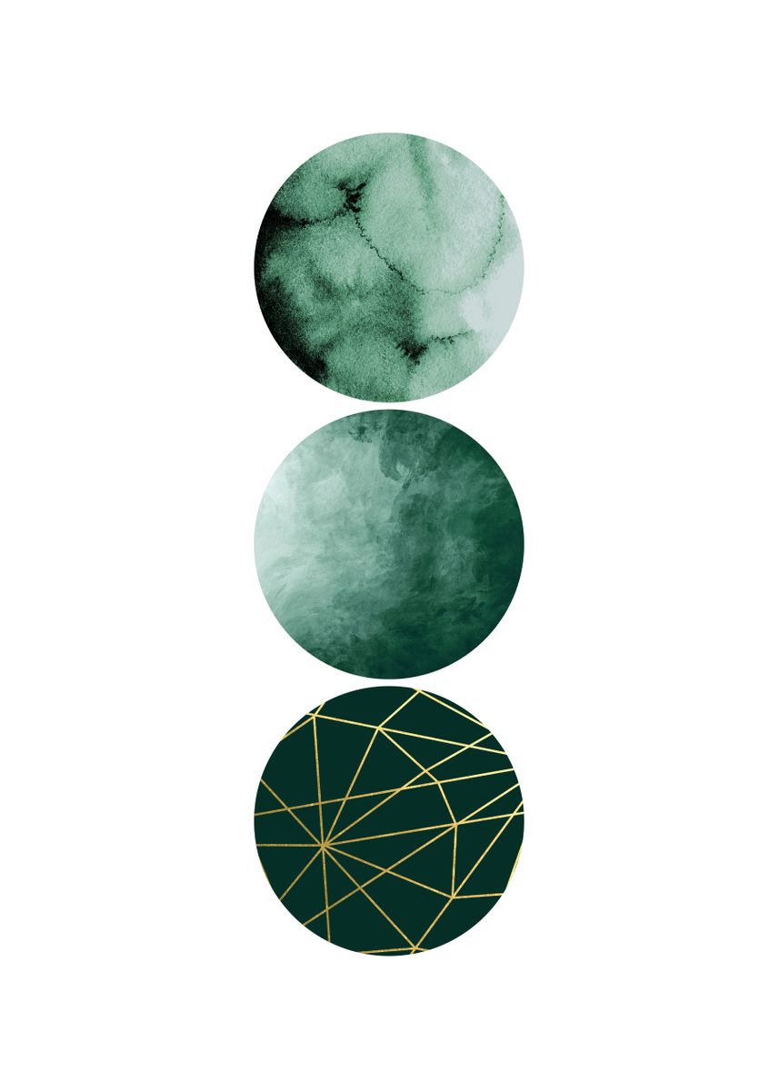 'Emerald green gold circles' Poster by Urban Epiphany | Displate