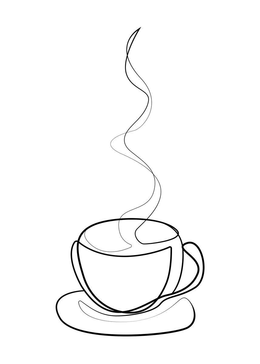 'One Line Art Cofee' Poster, picture, metal print, paint by Hendri ...