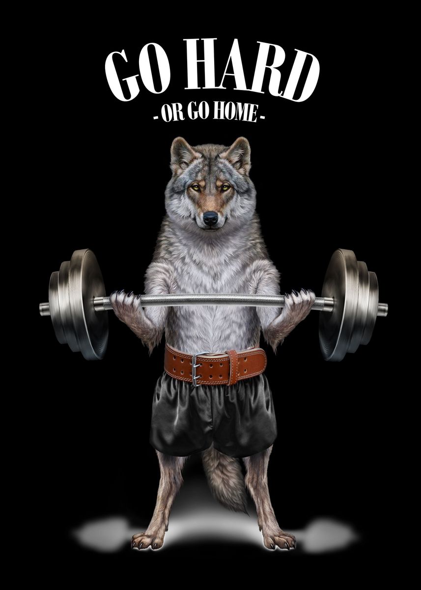 'Timber Wolf Weightlifting' Poster, picture, metal print, paint by Jeff ...