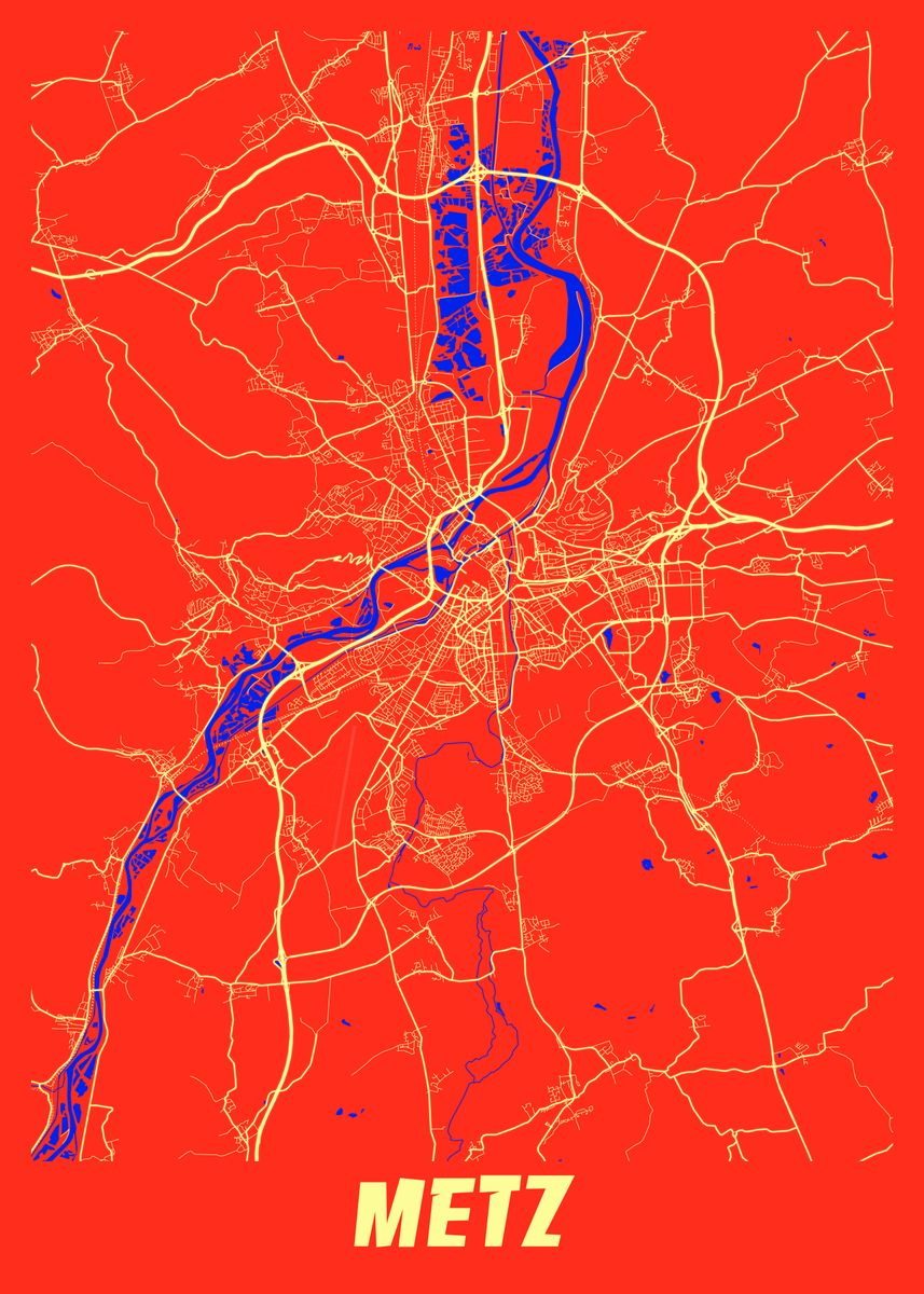'Metz Retro City Map' Poster, picture, metal print, paint by Tien ...