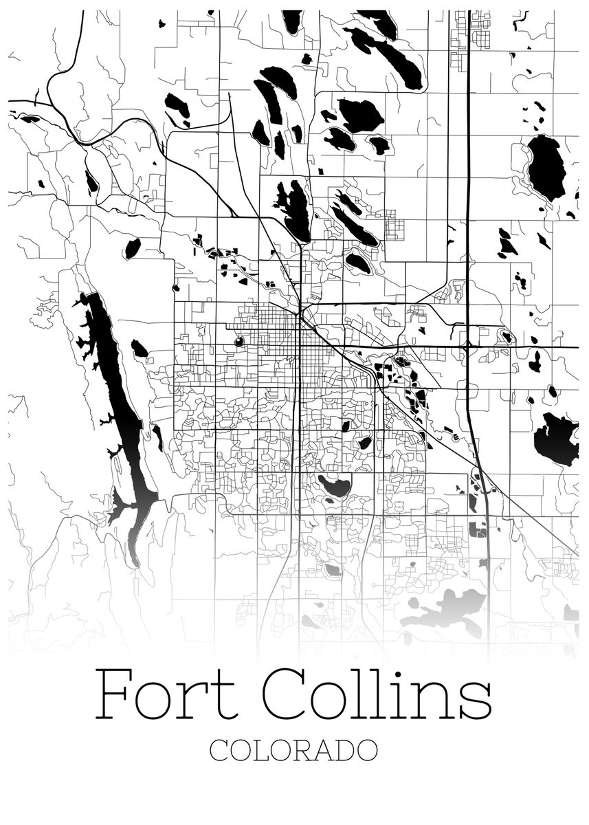 'Fort Collins Colorado map' Poster, picture, metal print, paint by ...
