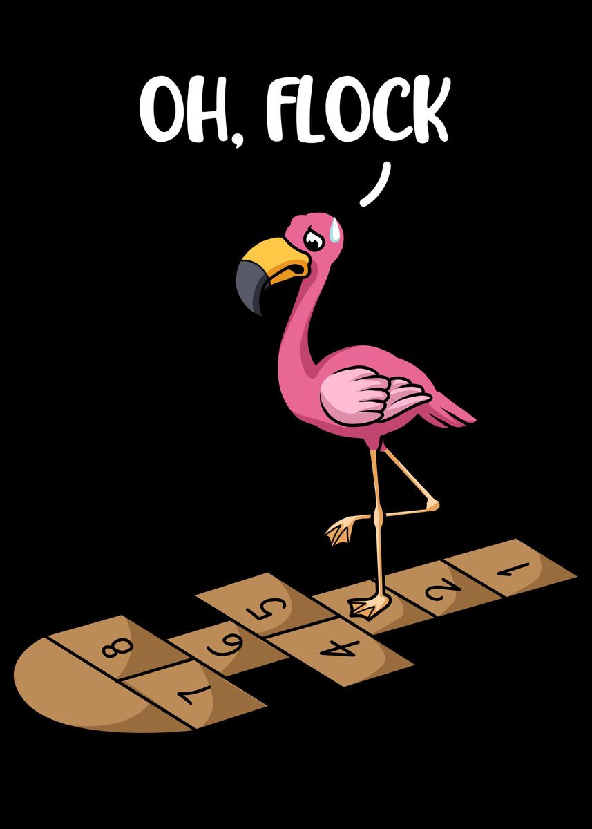 'Flamingo Hopscotch' Poster, picture, metal print, paint by CatRobot ...