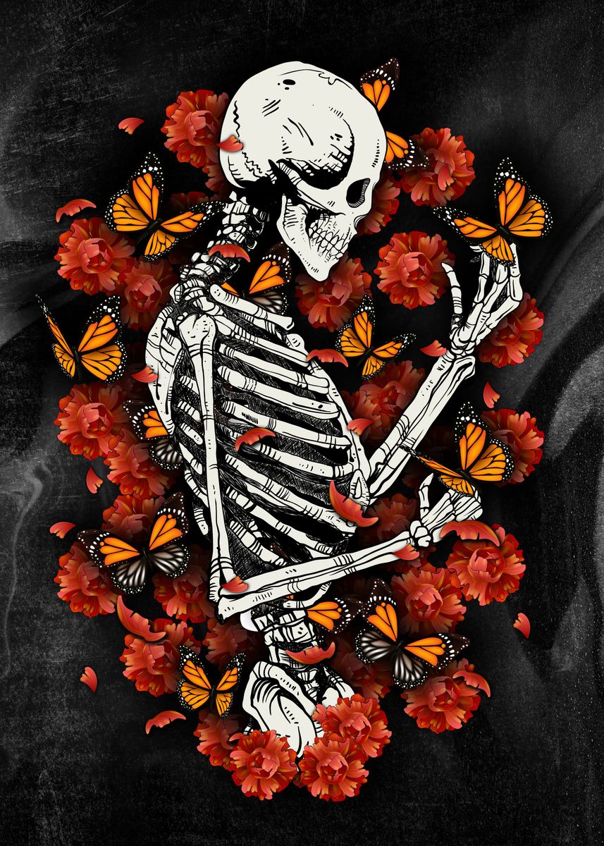 'skull monarch butterfly' Poster, picture, metal print, paint by almost ...