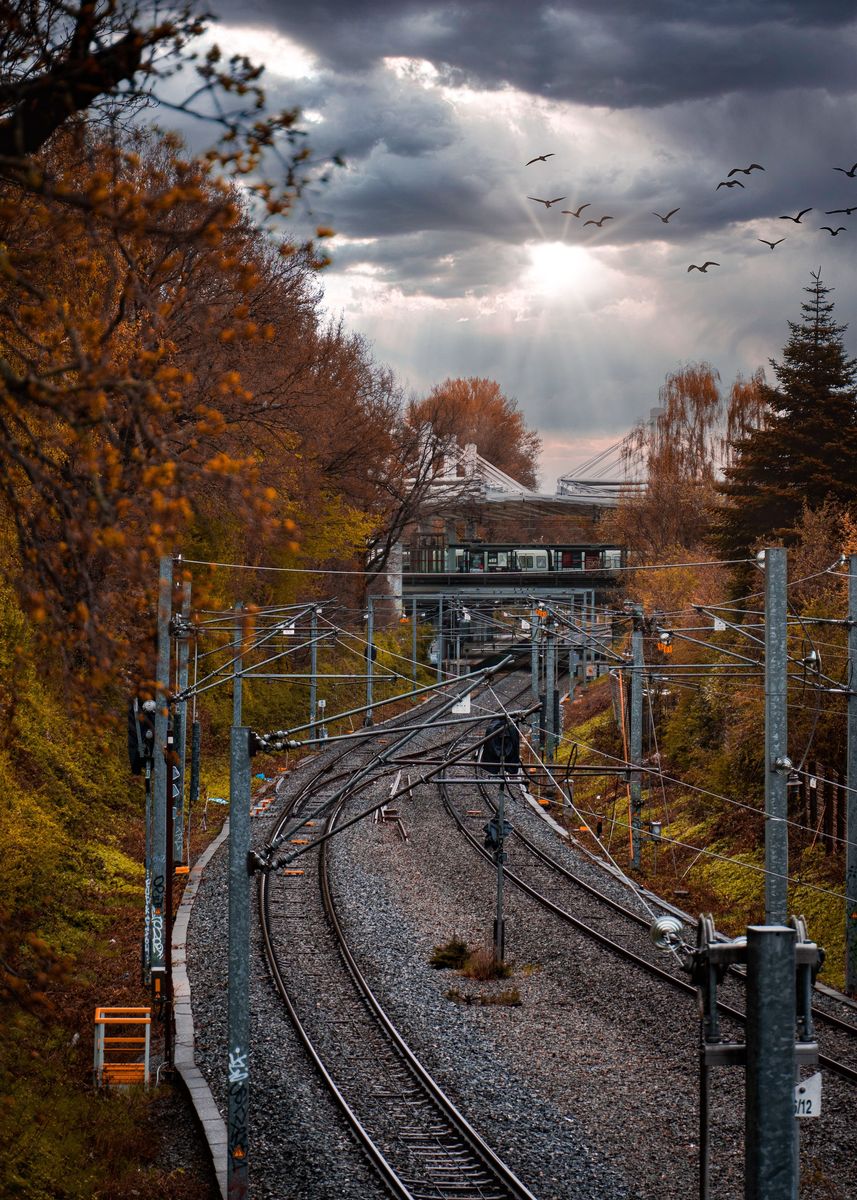 'Autumn train station' Poster, picture, metal print, paint by Nael ...