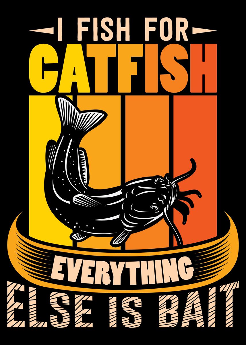 'Catfish Angler Fishing' Poster, picture, metal print, paint by ...