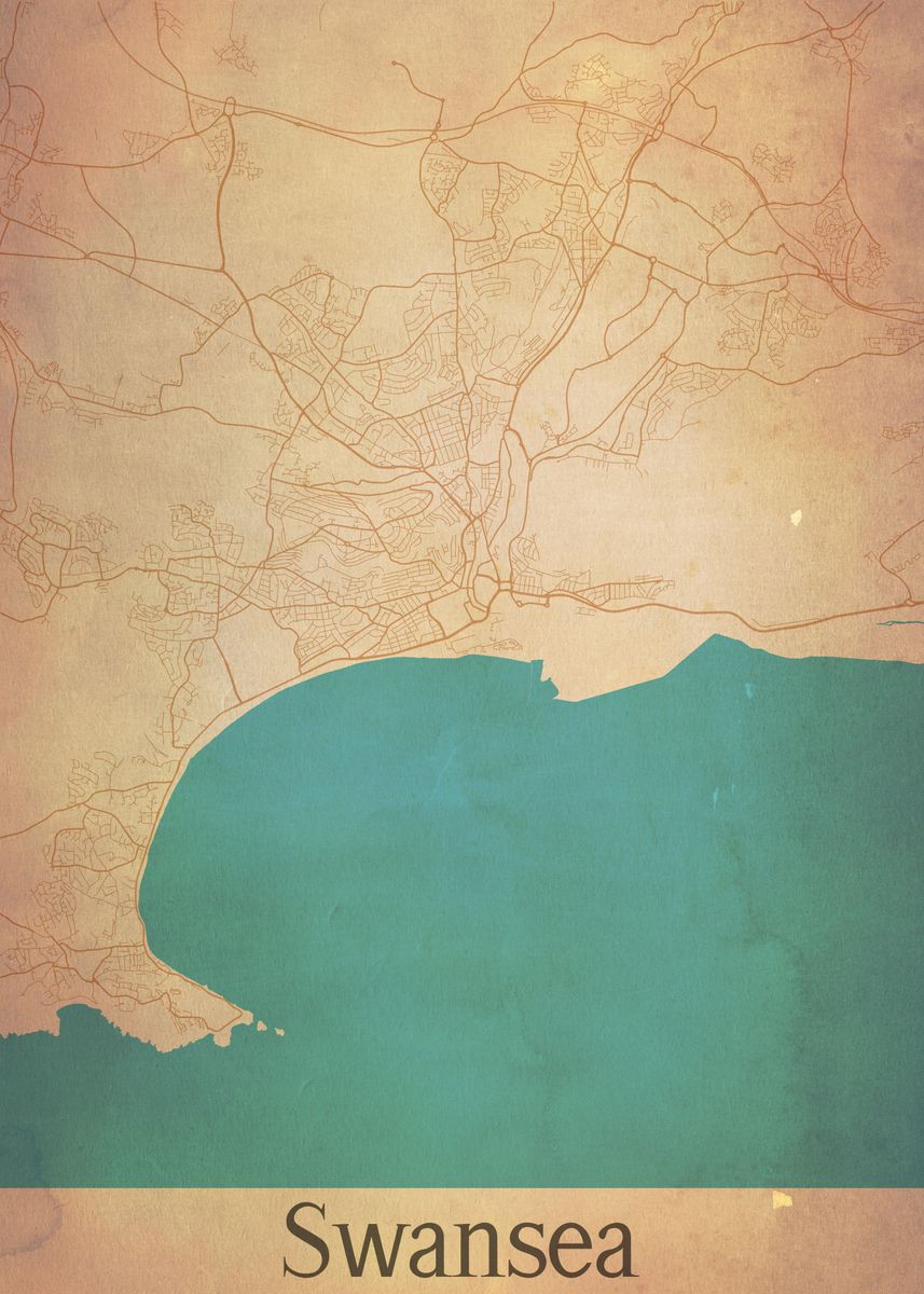 'Swansea Wales City Map' Poster by Tim Hinz | Displate