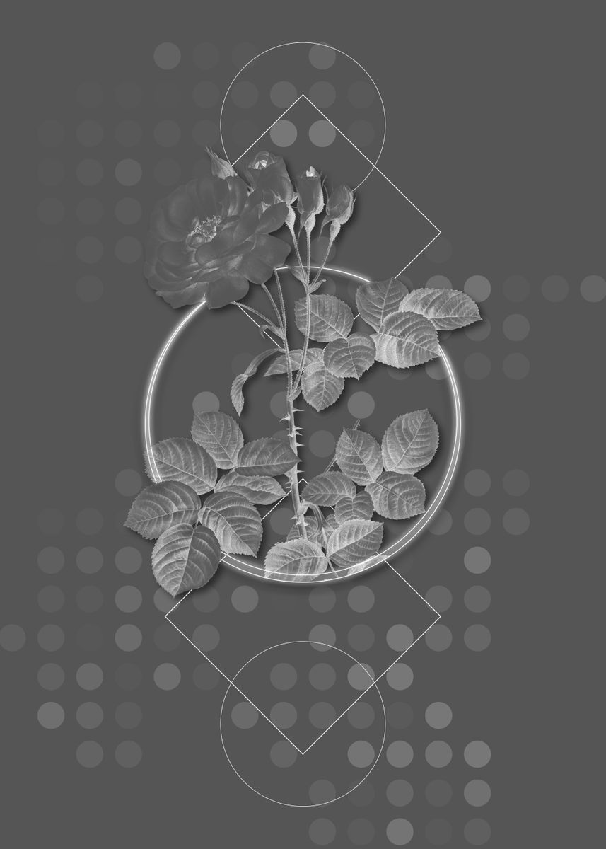 'Gray Geometric Rose Flower' Poster by Holy Rock Design | Displate