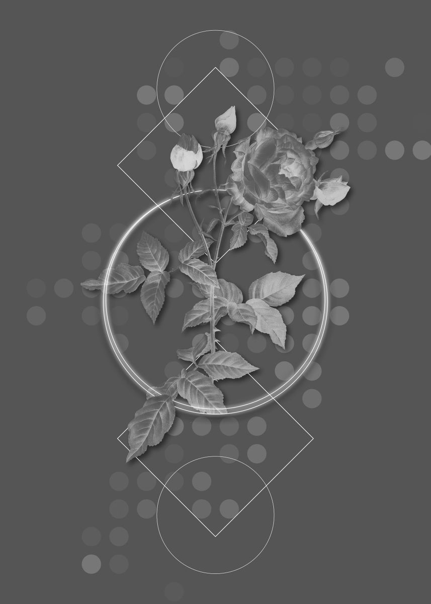 'Gray Vintage Rose Flower' Poster by Holy Rock Design | Displate