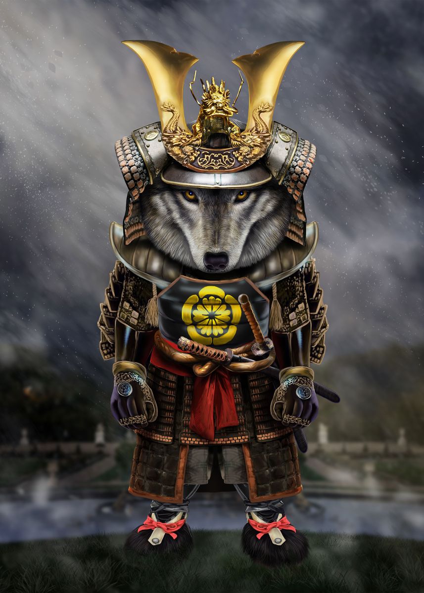 'Timber Wolf Samurai' Poster, picture, metal print, paint by Jeff ...