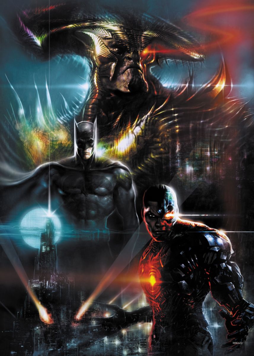 'Batman and Cyborg' Poster, picture, metal print, paint by DC Comics ...