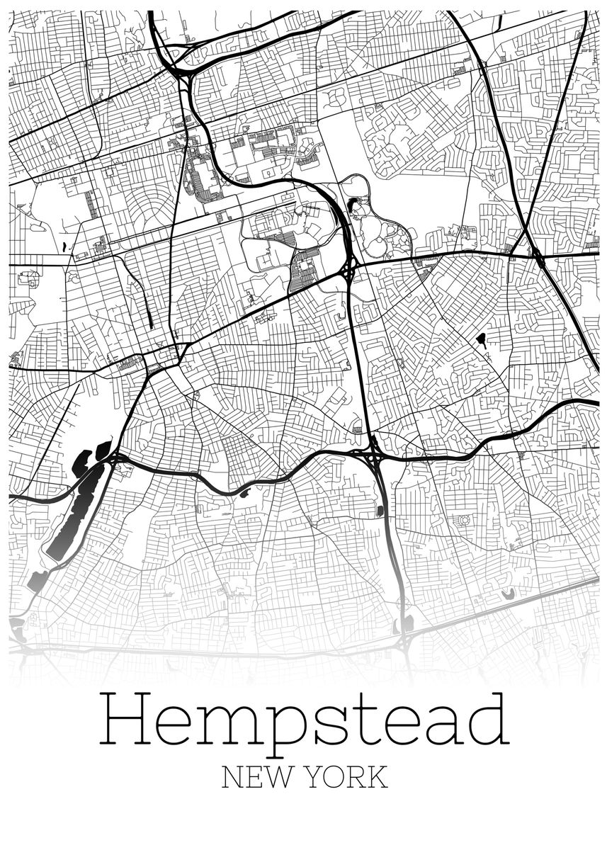 'Hempstead New Yorkcity map' Poster, picture, metal print, paint by ...