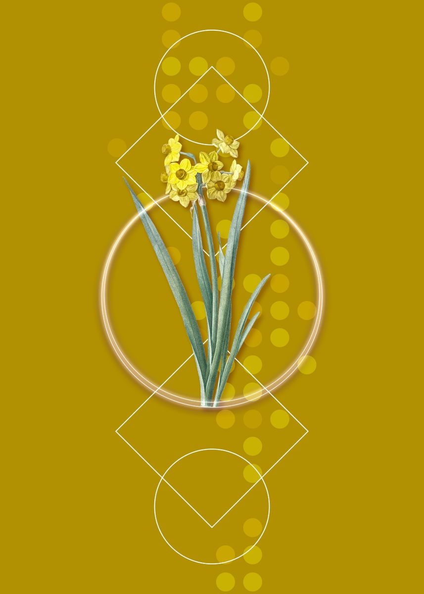 'Geometric Daffodil Flower' Poster, picture, metal print, paint by Holy ...