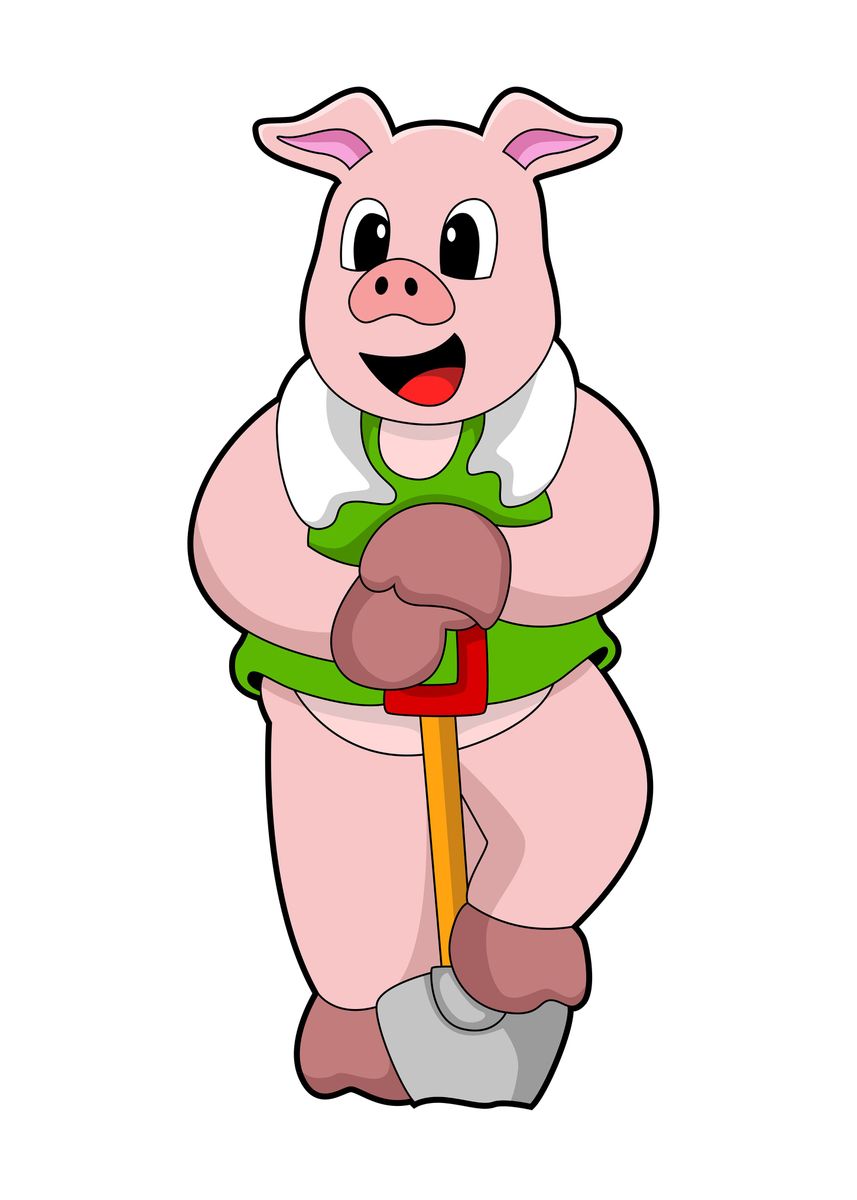 'Pig Farmer Shovel' Poster, picture, metal print, paint by Markus ...