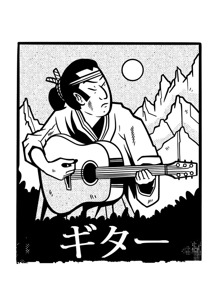'SAMURAI PLAYING GUITAR' Poster, picture, metal print, paint by ...