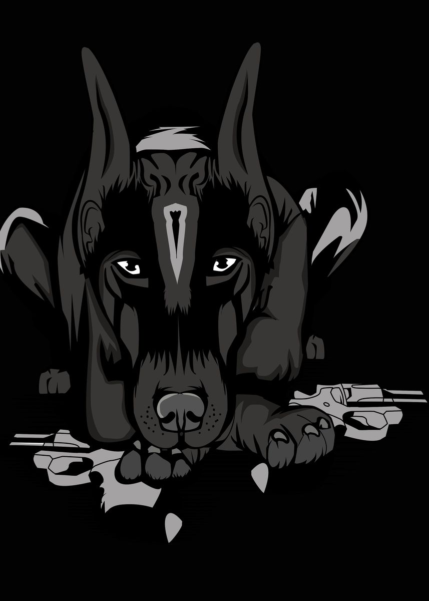 'Guns and Dog' Poster, picture, metal print, paint by RYAN JAY EGUIA ...