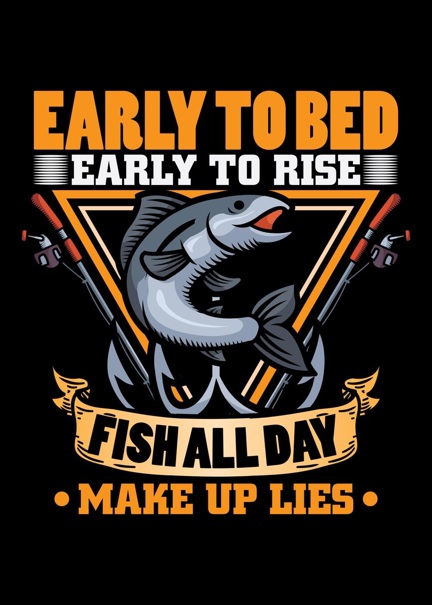 'Angler Fisherman Fish' Poster, picture, metal print, paint by ...