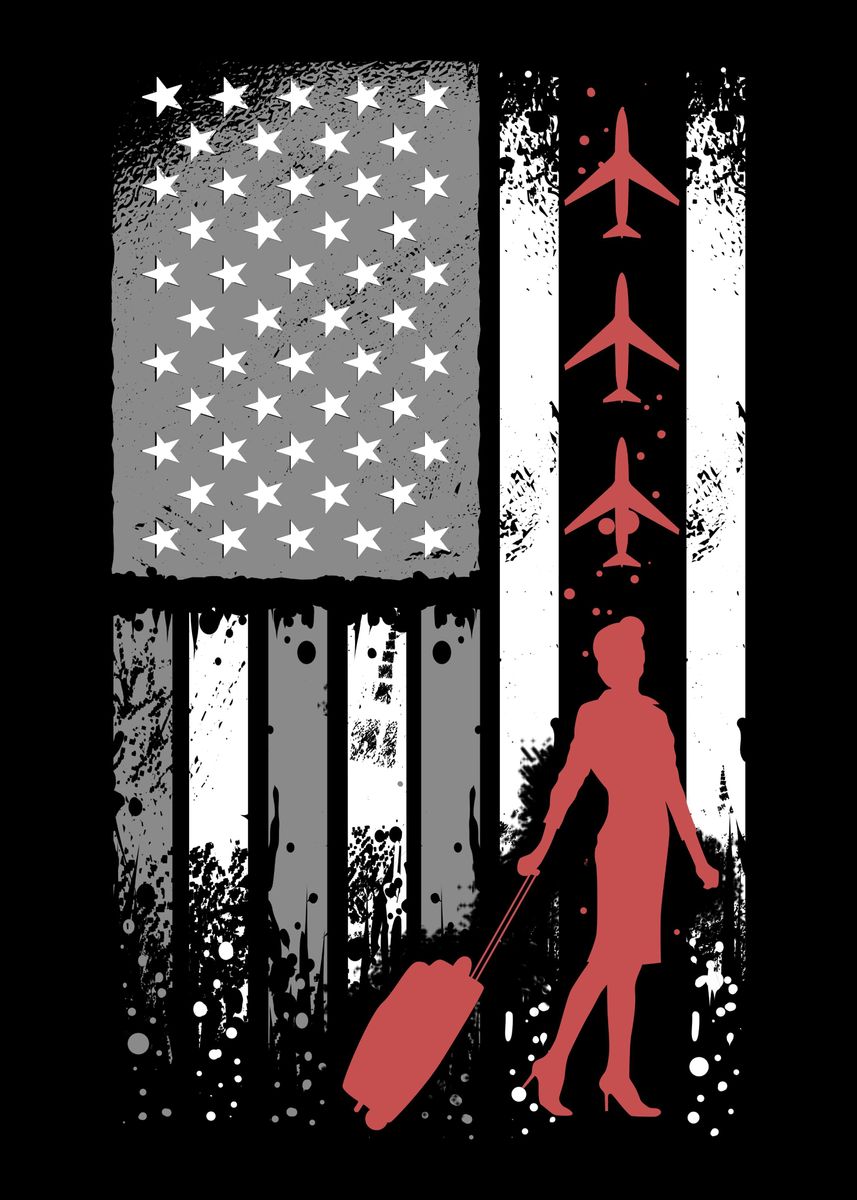 'Flight Cabin Attendant' Poster, picture, metal print, paint by ...