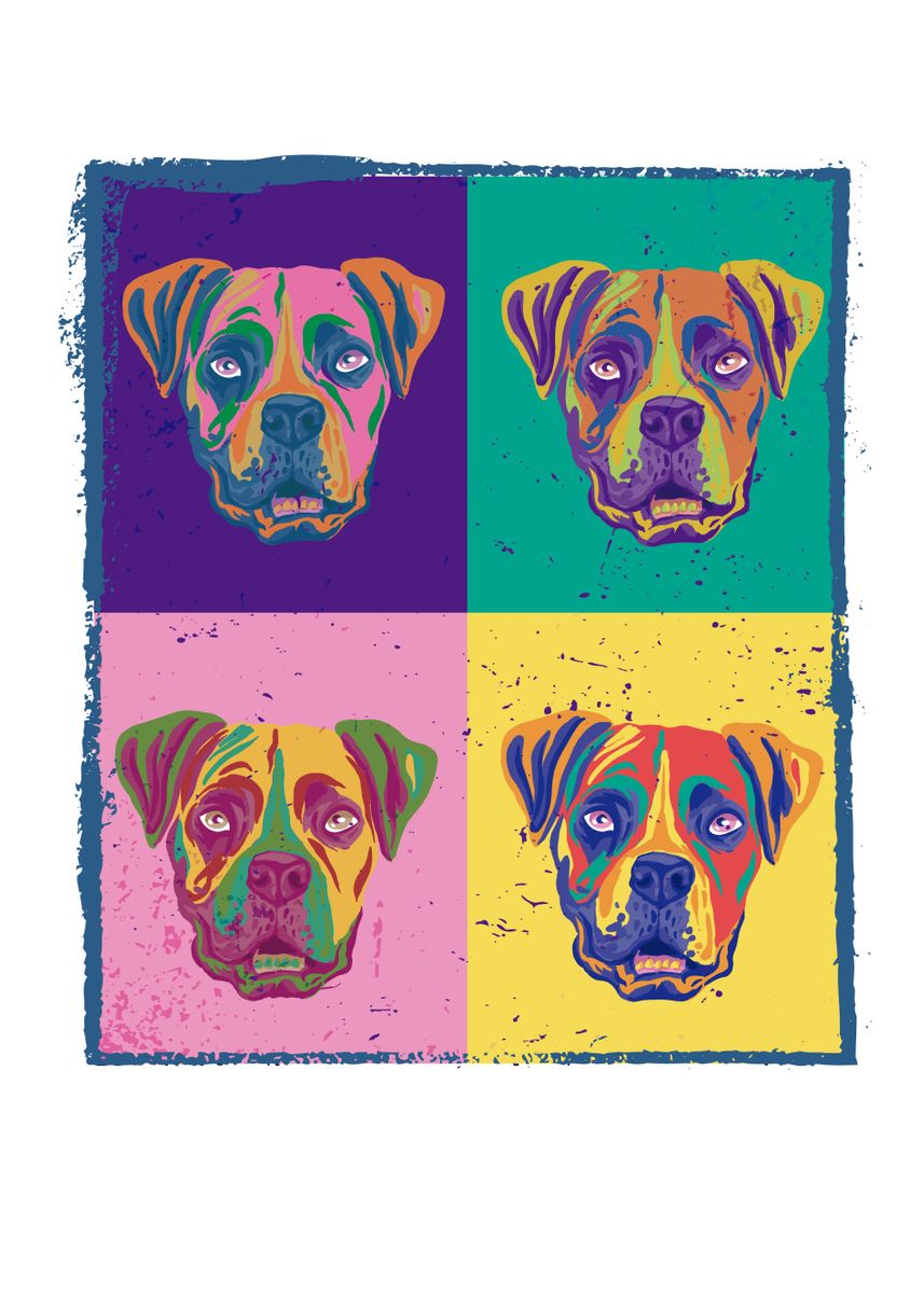 'COLORFUL BOXER DOGS' Poster, picture, metal print, paint by ...