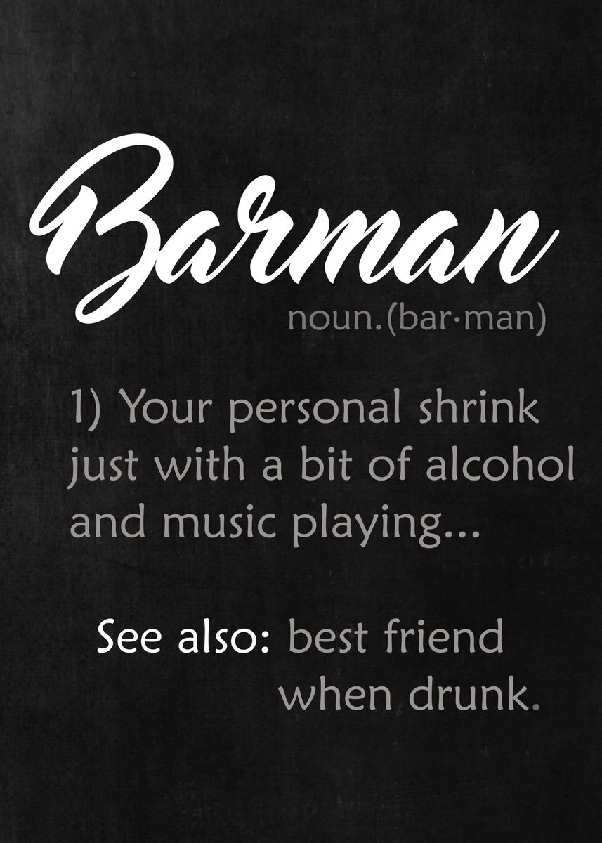 'Funny Barman Definition' Poster by John Marinakis | Displate