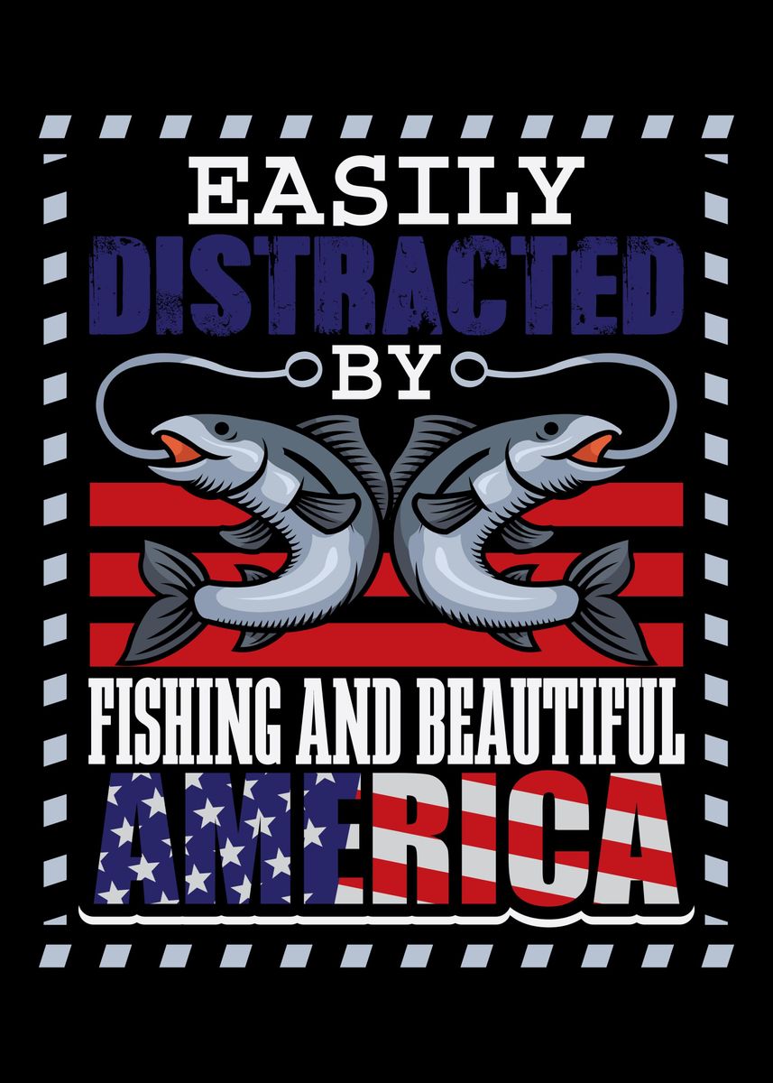 'Angler Fisherman Fish' Poster, picture, metal print, paint by ...