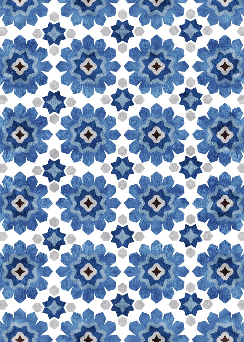 'Moroccan Floral Tile 21' Poster, picture, metal print, paint by Aloke ...