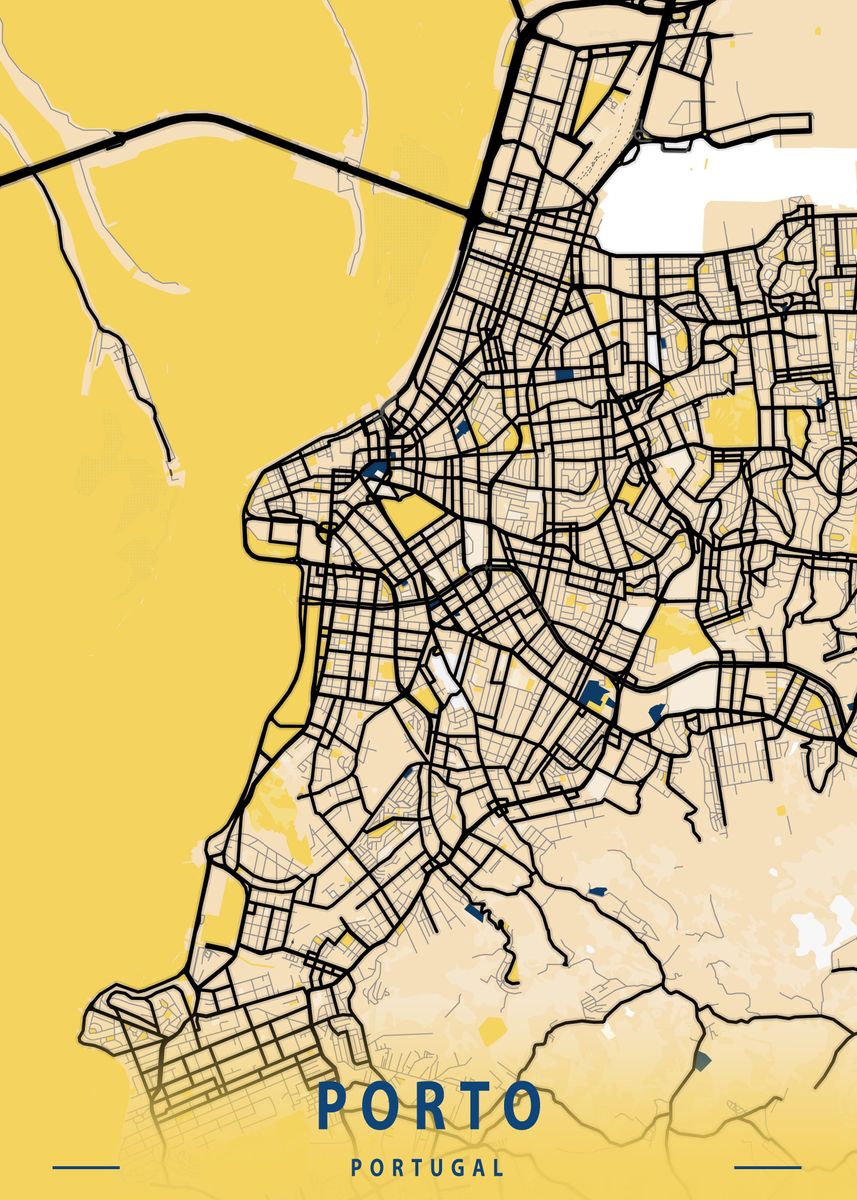 'Porto Portugal City Map' Poster by Tim Hinz | Displate