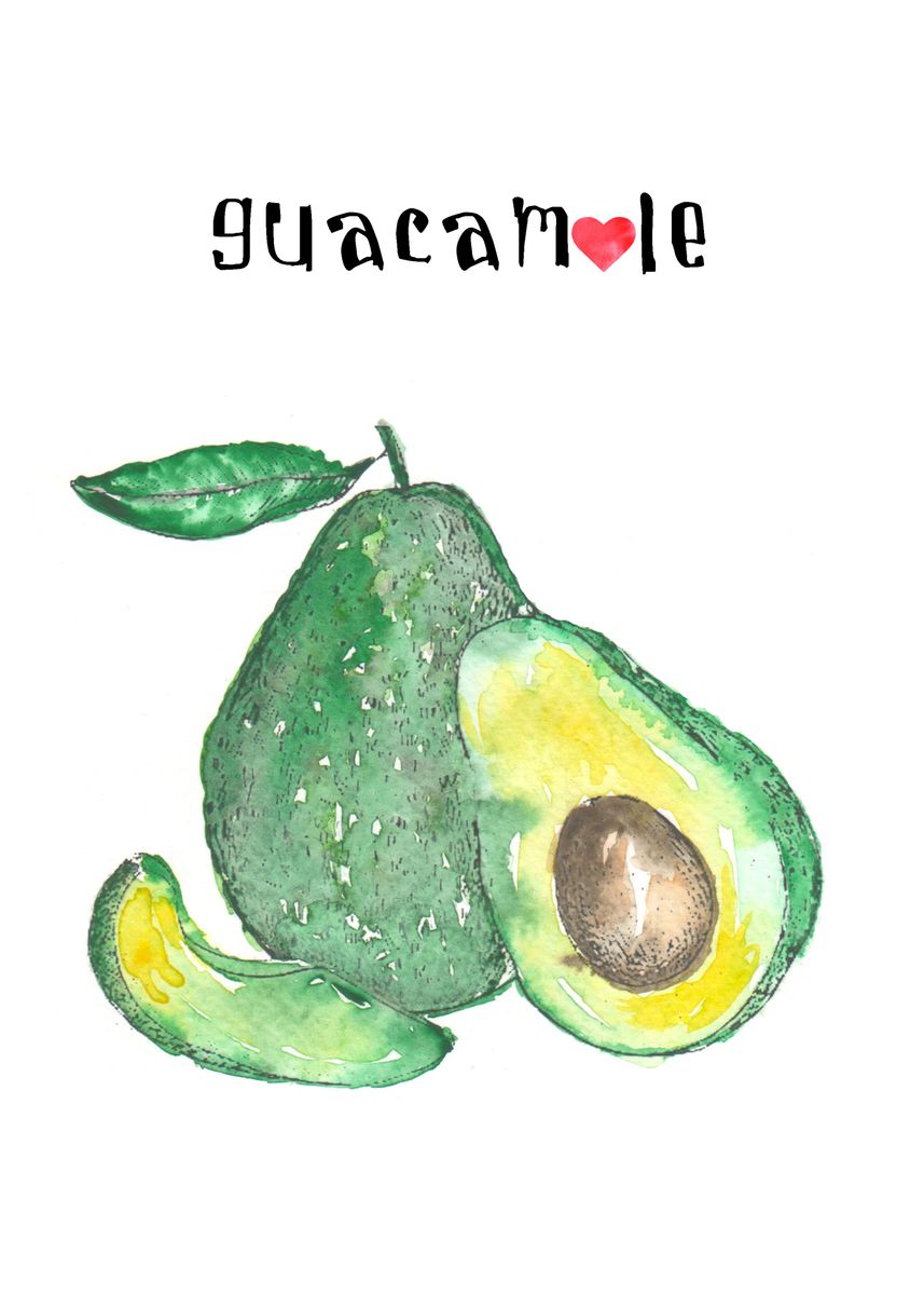 'Avocado ' Poster, picture, metal print, paint by RosaliasArt | Displate