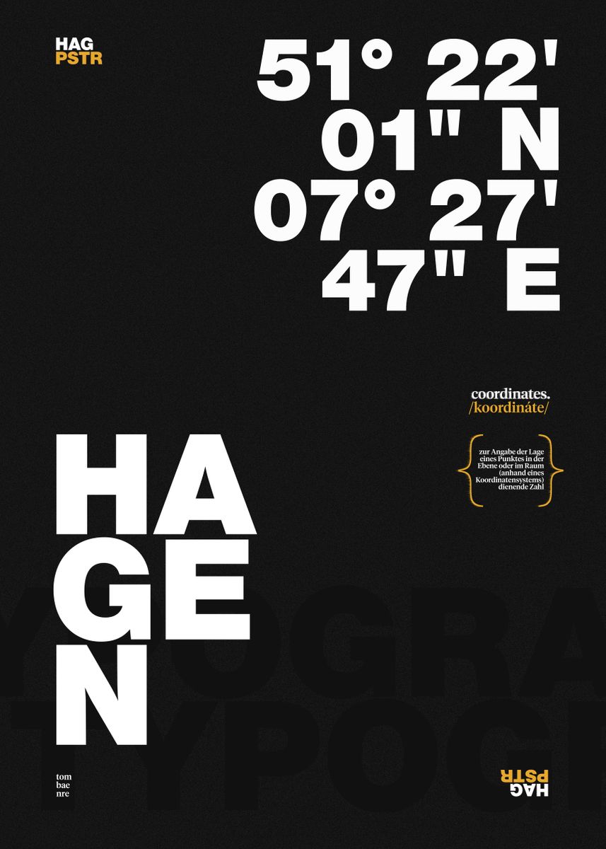 'Hagen Typo' Poster, picture, metal print, paint by Tom Taegtmeier ...