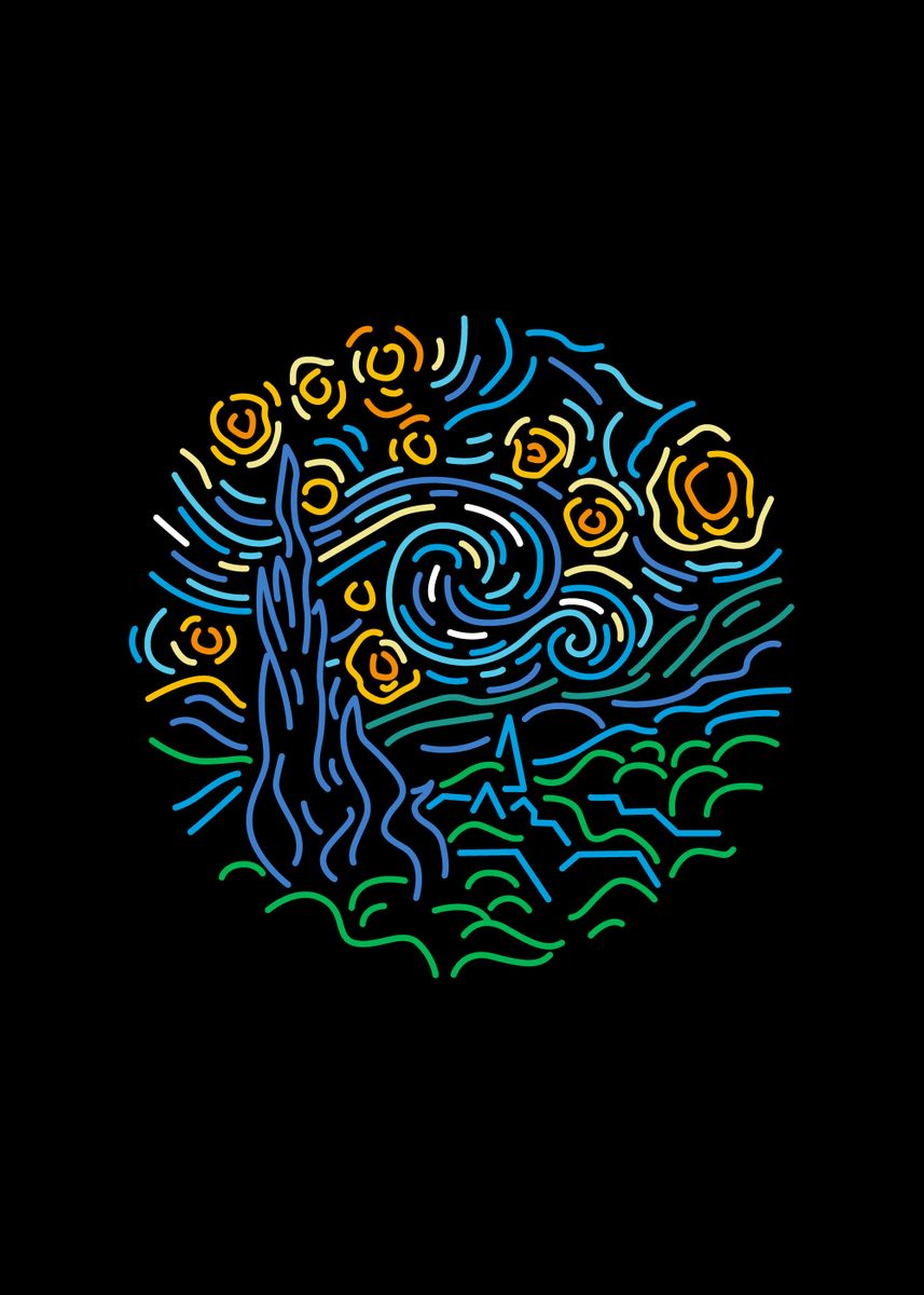 'Starry night' Poster, picture, metal print, paint by Rodrigo Ferreira ...