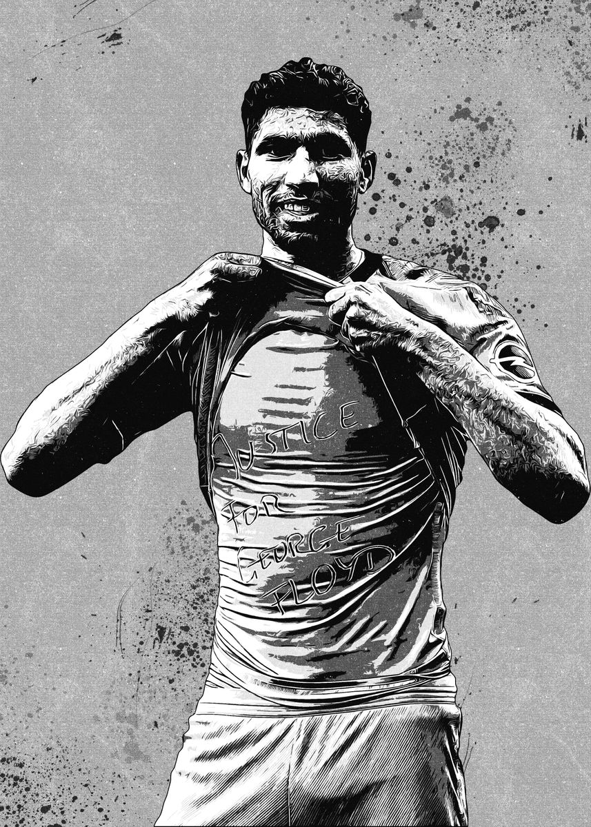 'achraft hakimi' Poster, picture, metal print, paint by Most Popular ...