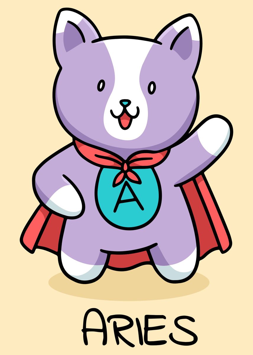 'ZODIAC CUTE CAT ARIES' Poster by Geschenkelaune | Displate