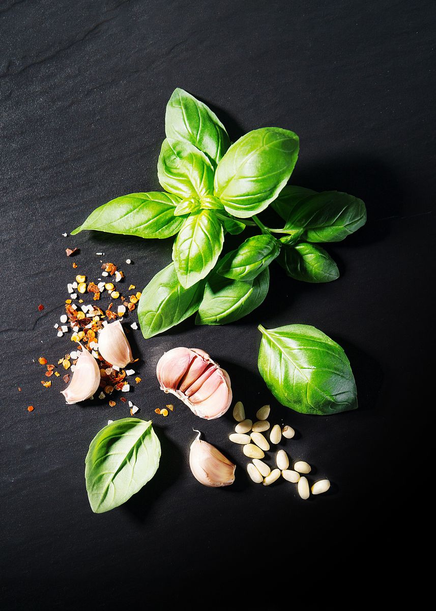 'Garlic and basil' Poster, picture, metal print, paint by Moon Calendar ...