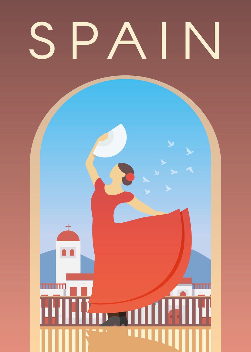 'Spain' Poster, picture, metal print, paint by Sam Kal | Displate