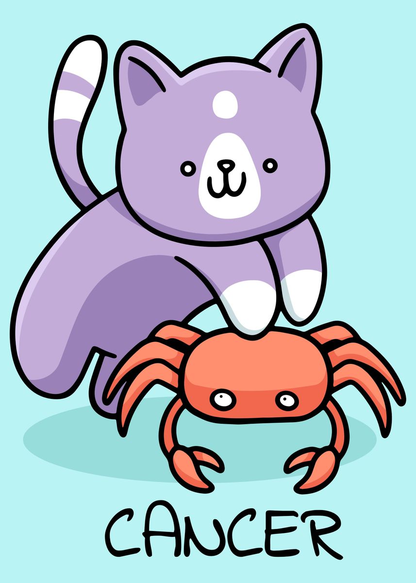 'ZODIAC CUTE CAT CANCER' Poster, picture, metal print, paint by ...