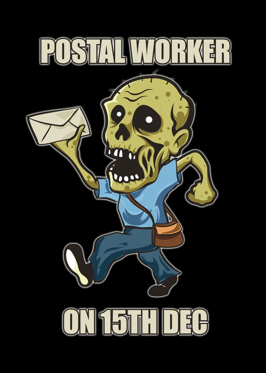 'Postal Worker Funny Zombie' Poster, picture, metal print, paint by ...
