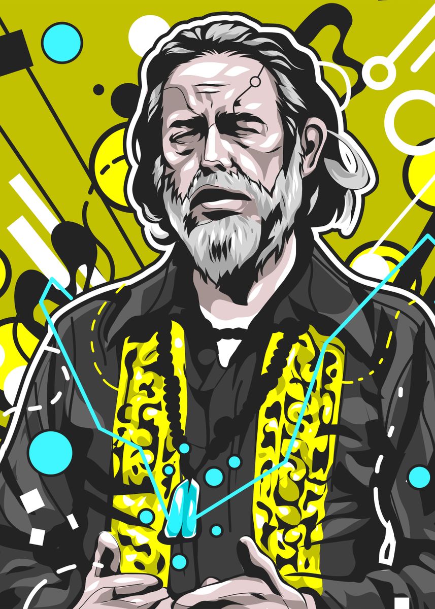 'Alan Watts Mystic Wave' Poster, picture, metal print, paint by ...