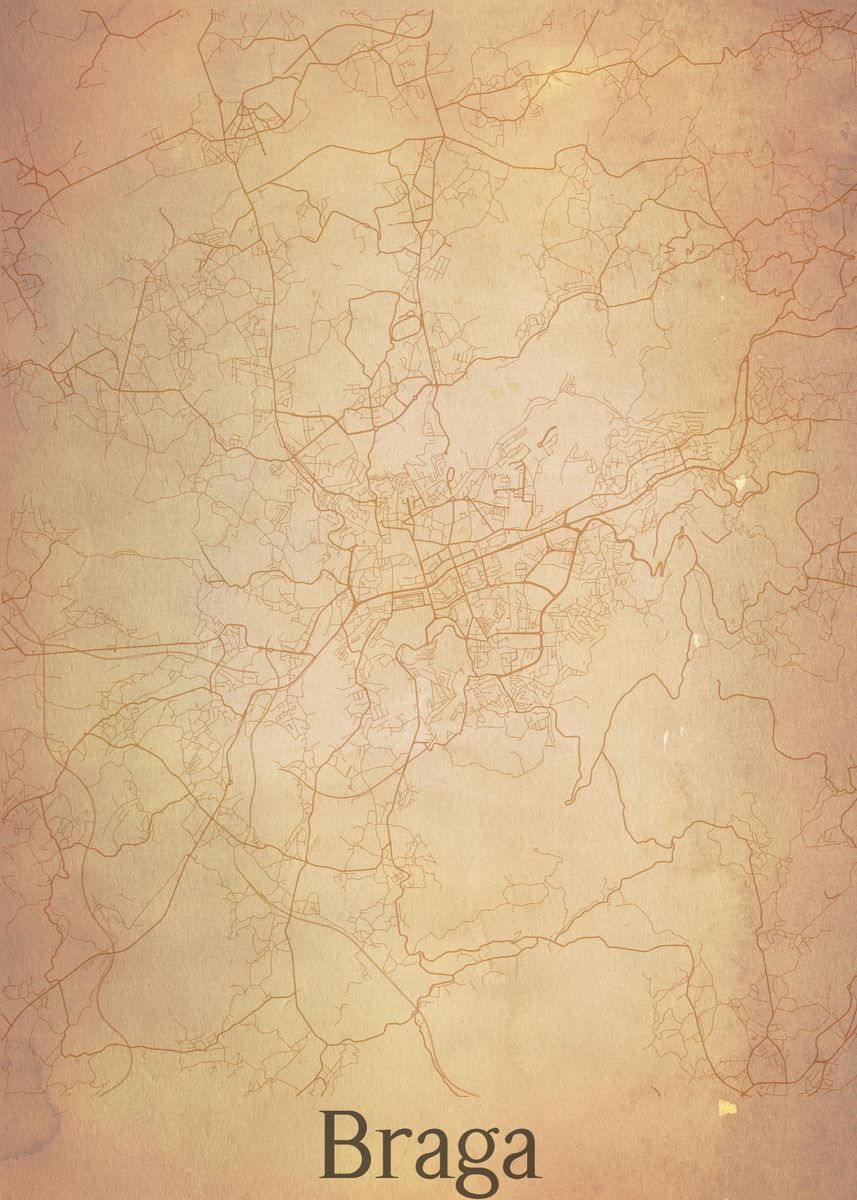 'Braga Portugal City Map' Poster by Tim Hinz | Displate