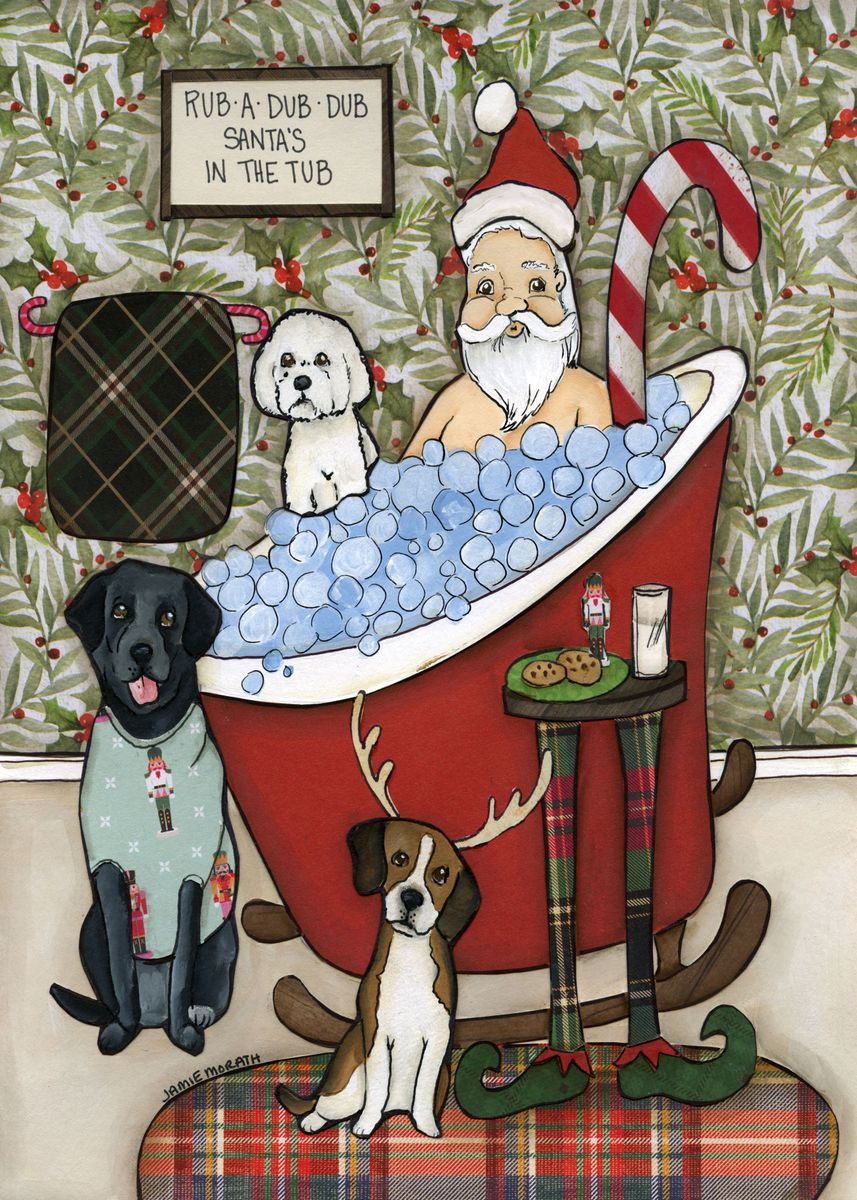 'Santa in the Tub' Poster by Jamie Morath | Displate