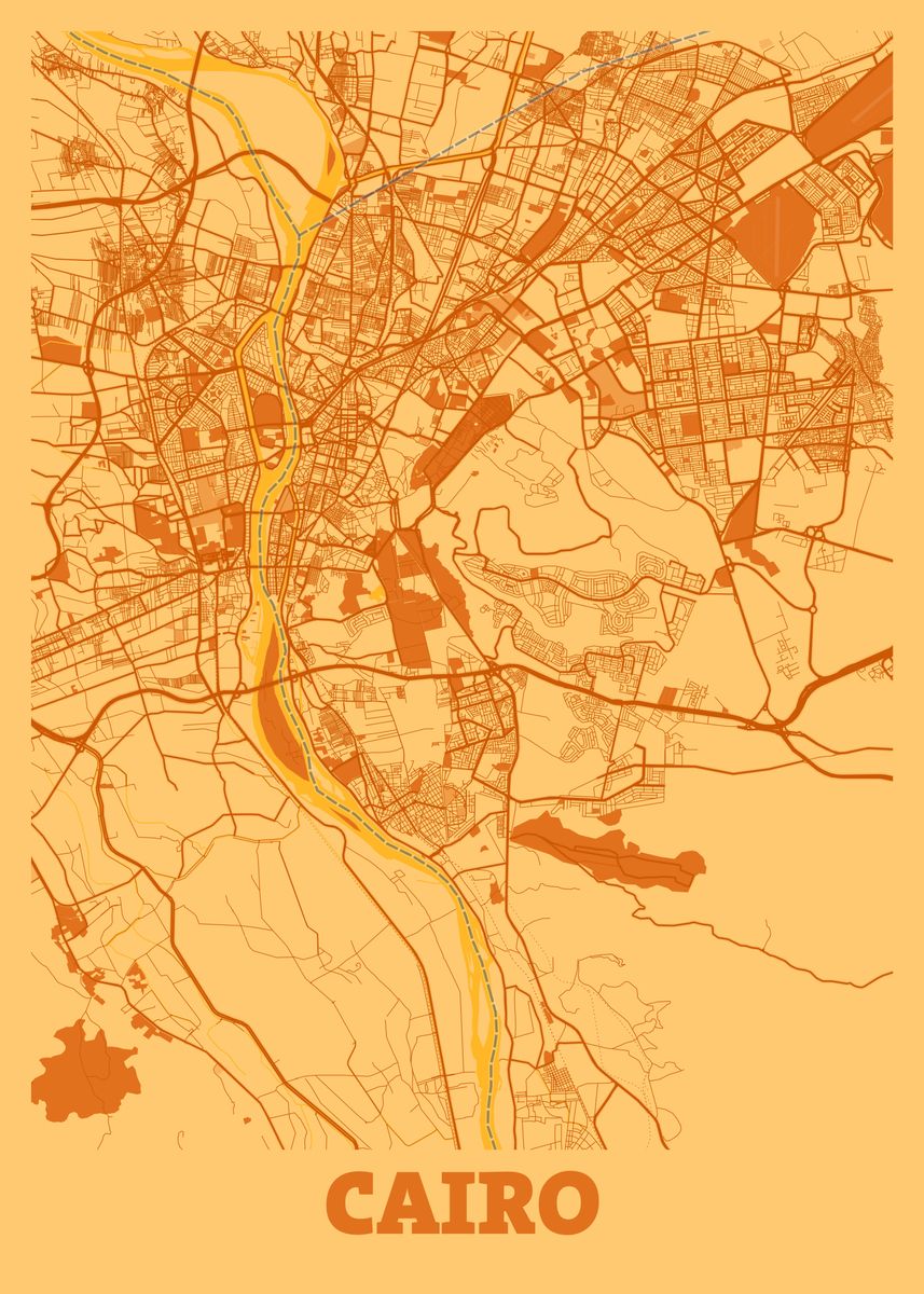 'Cairo Sunset City Map' Poster, picture, metal print, paint by Tien ...