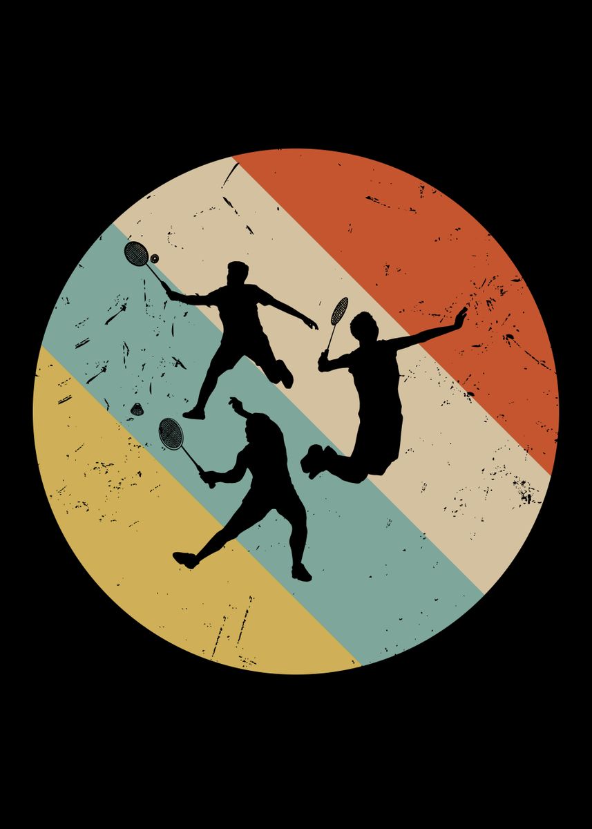 'Badminton Player Retro' Poster, picture, metal print, paint by ...