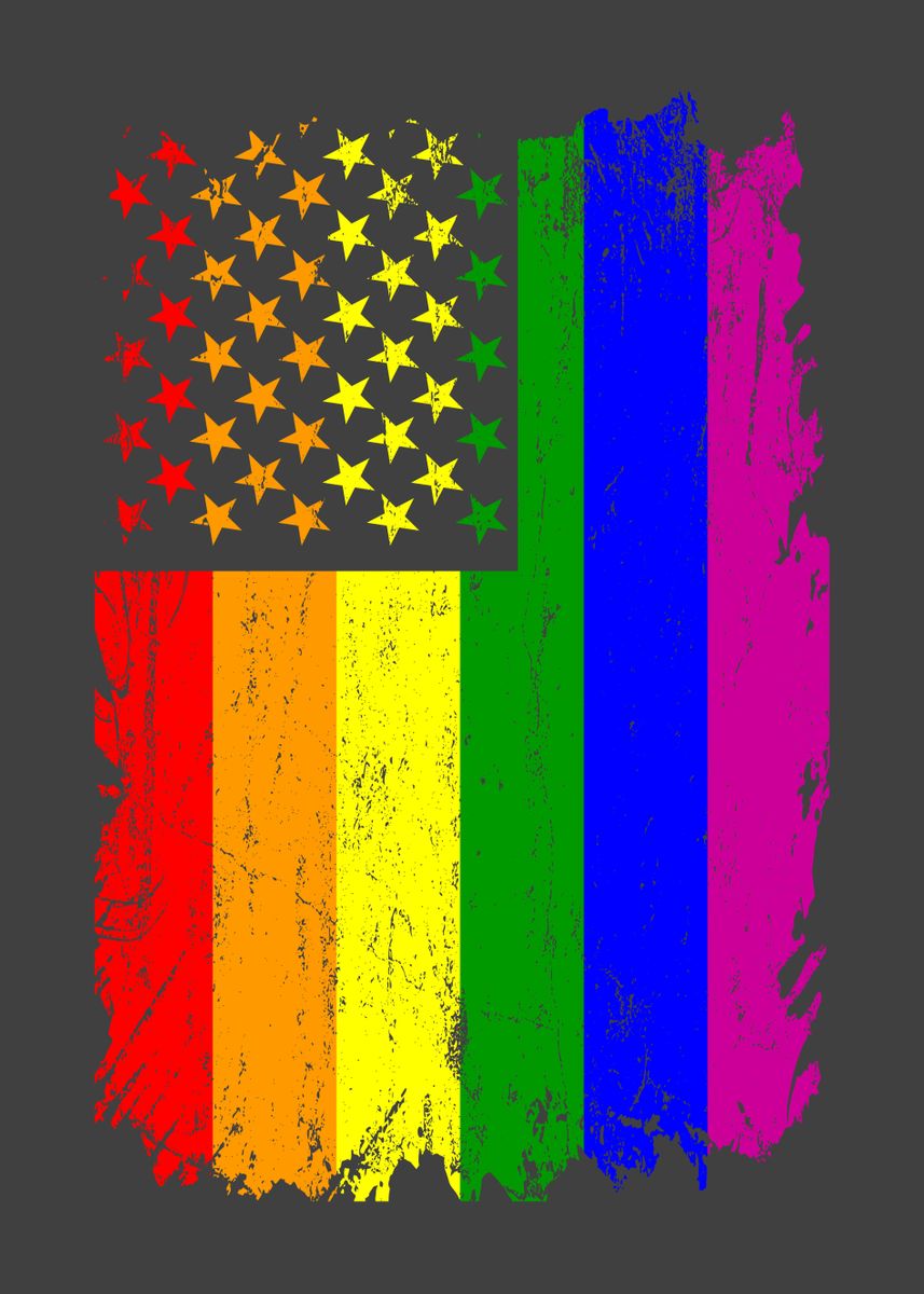 'US RAINBOW FLAG LGBT Pride' Poster, picture, metal print, paint by ...