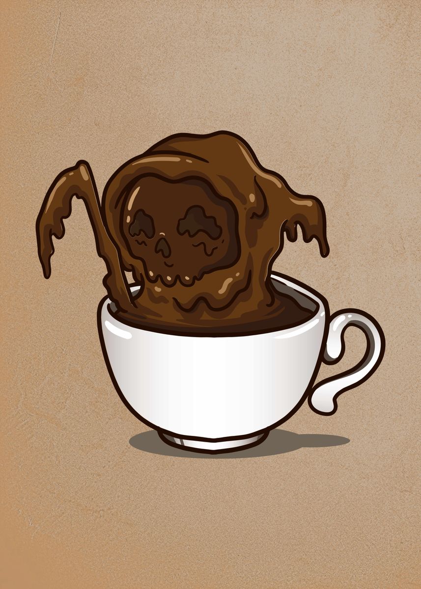 'Grim reaper coffee' Poster, picture, metal print, paint by Brummkatze ...