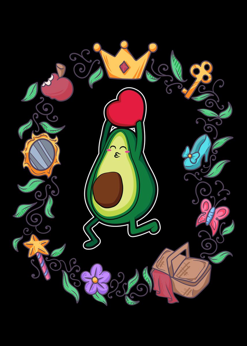 'Avocado Gift Fairy Tale' Poster, picture, metal print, paint by ...