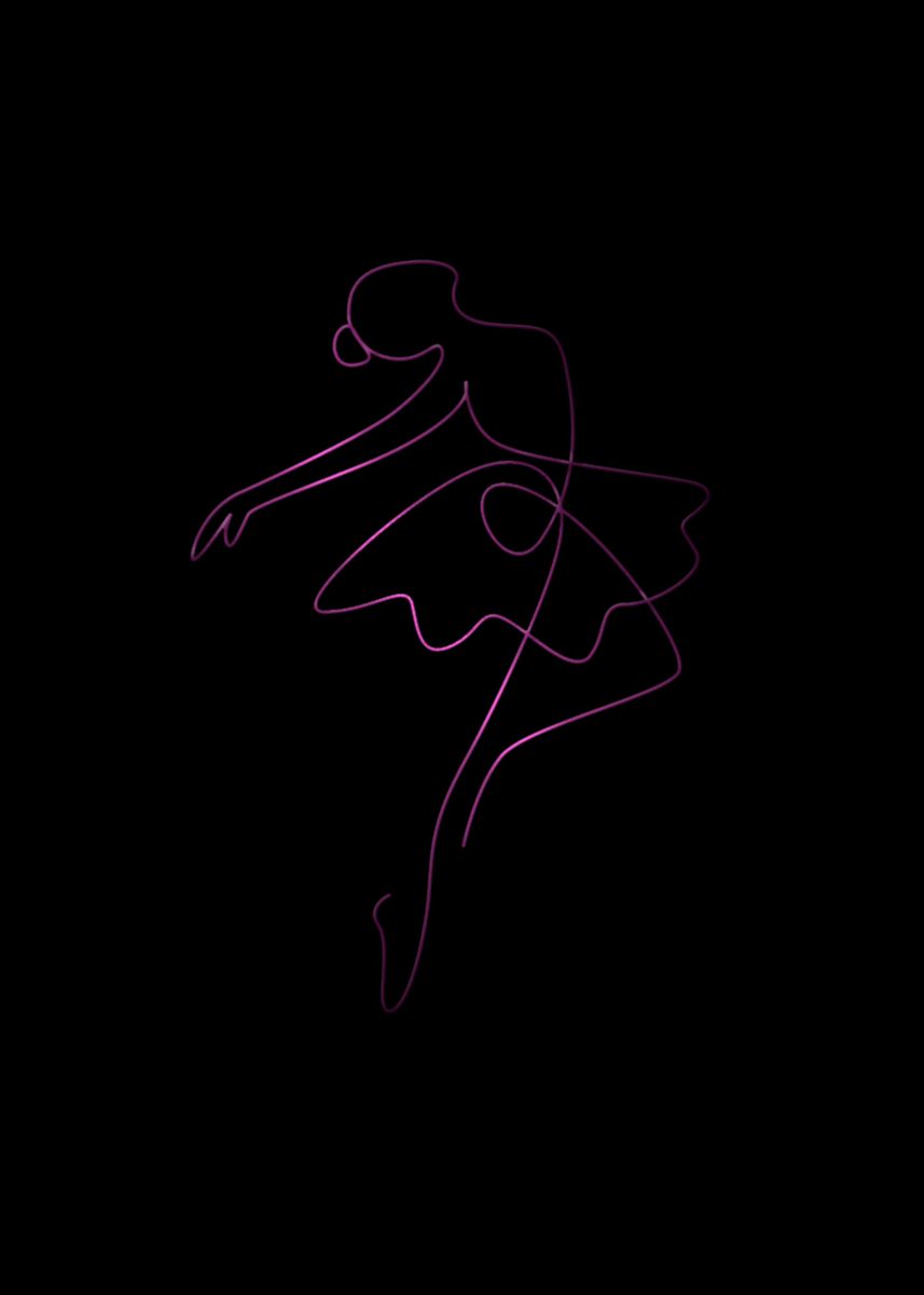 'ONE LINE ART DANCER' Poster, picture, metal print, paint by ...