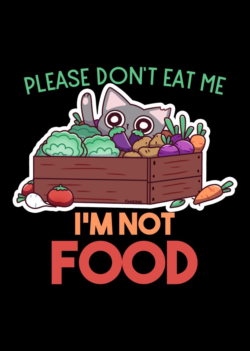 'Cat food vegetable vegan f' Poster, picture, metal print, paint by ...