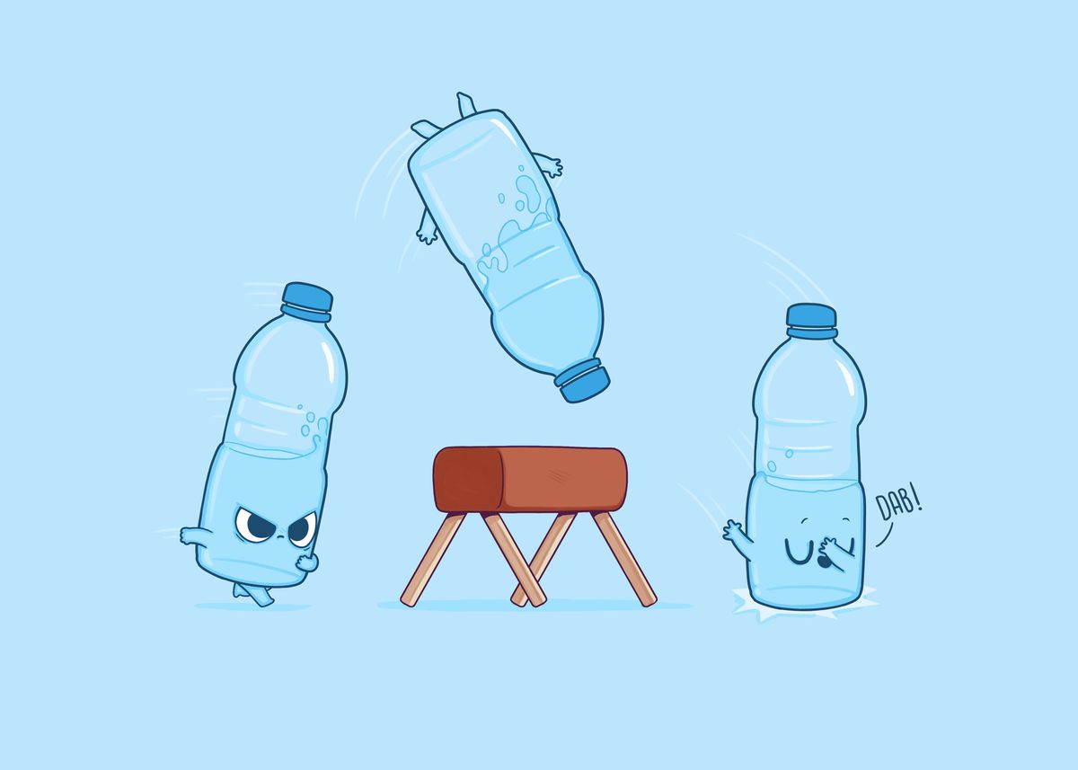 'Bottle Flip Challenge' Poster by Ignacio Díaz Arjona | Displate